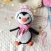 Birthday Gift Stuffed Penguin Toy in Pink Hat Handmade Soft Animal Toy ...