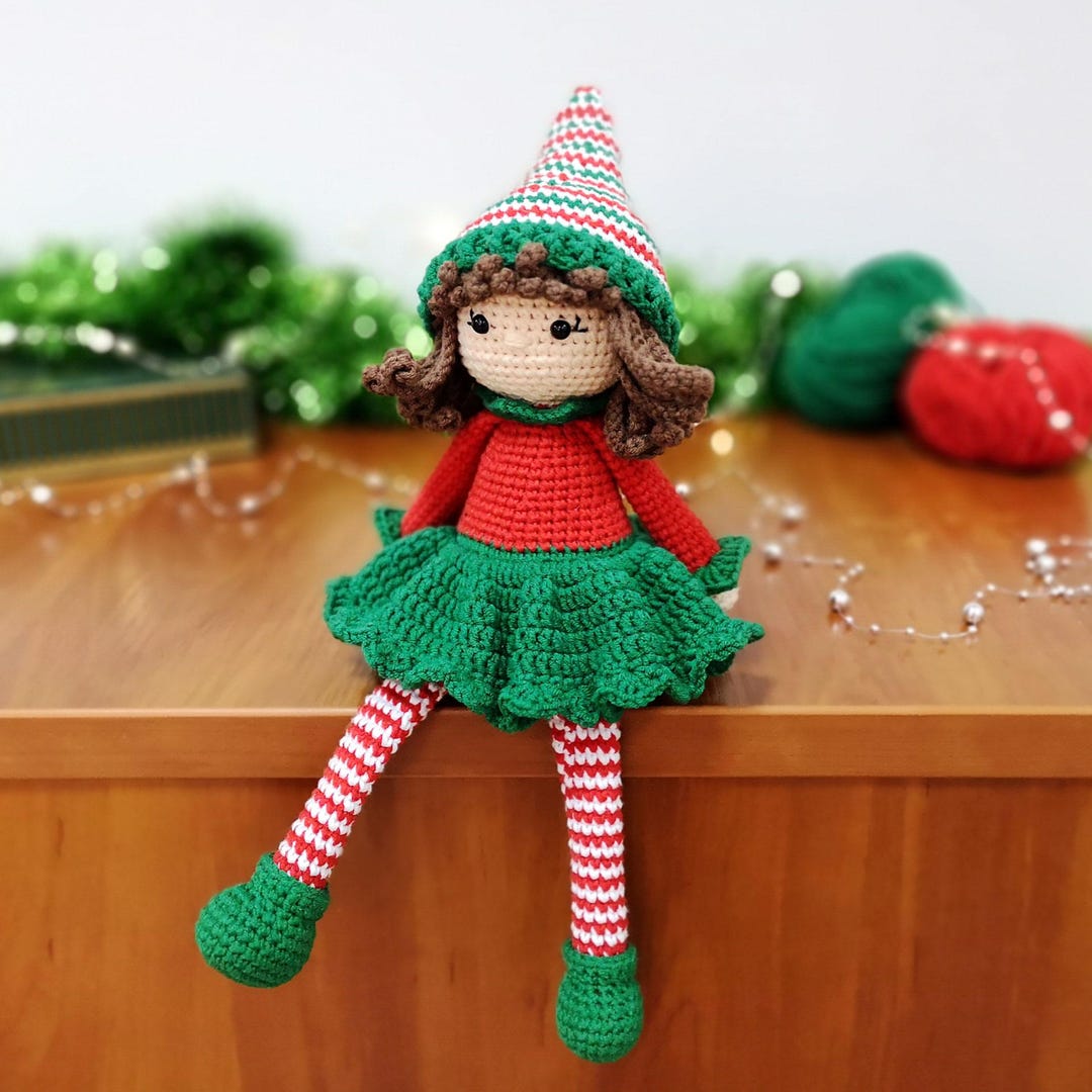 Christmas Stuffed Elf Girl Doll Handmade Elf Toy Home Christmas Decor ...