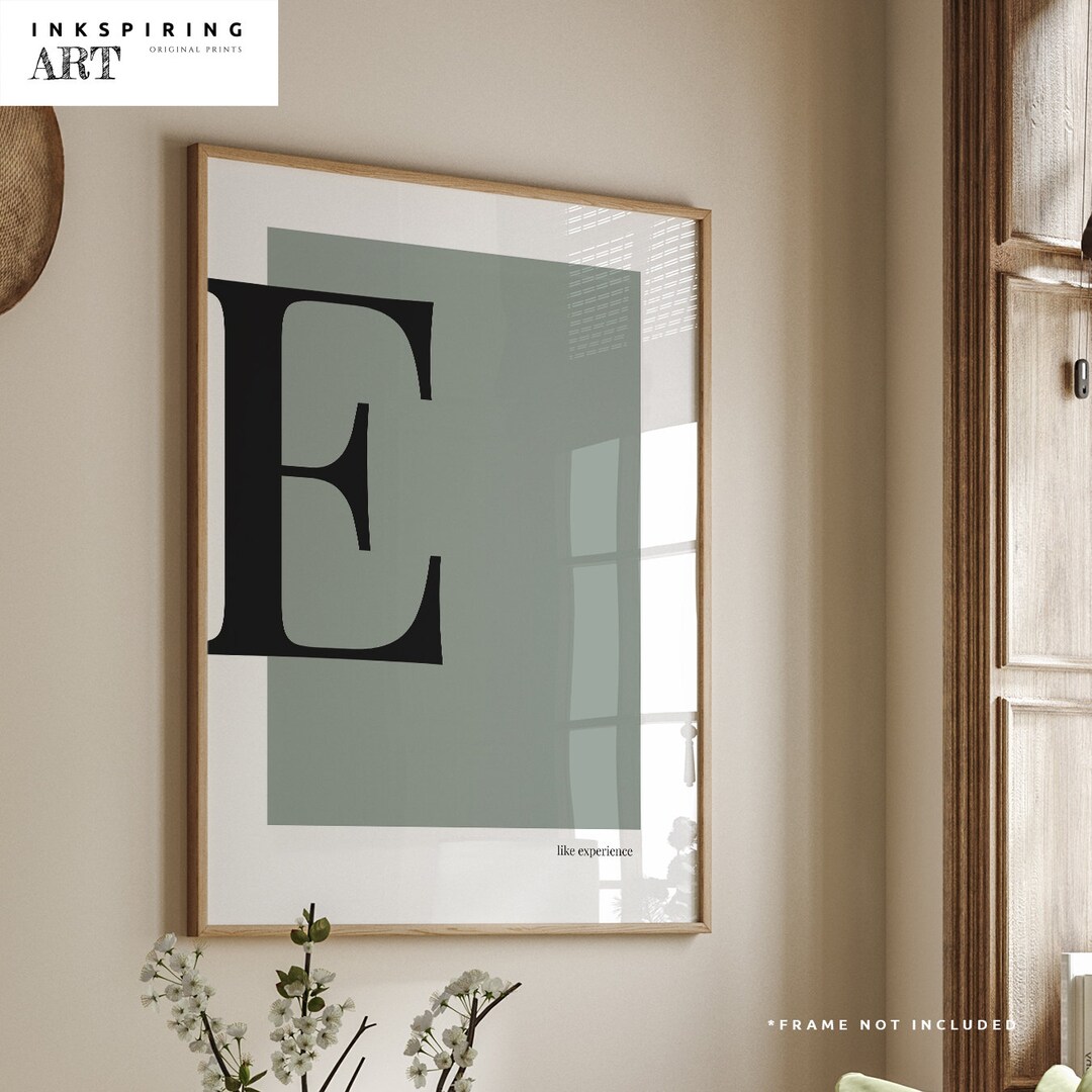 Initial Poster LETTER E Custom Print Personalized Initial Green Wall ...