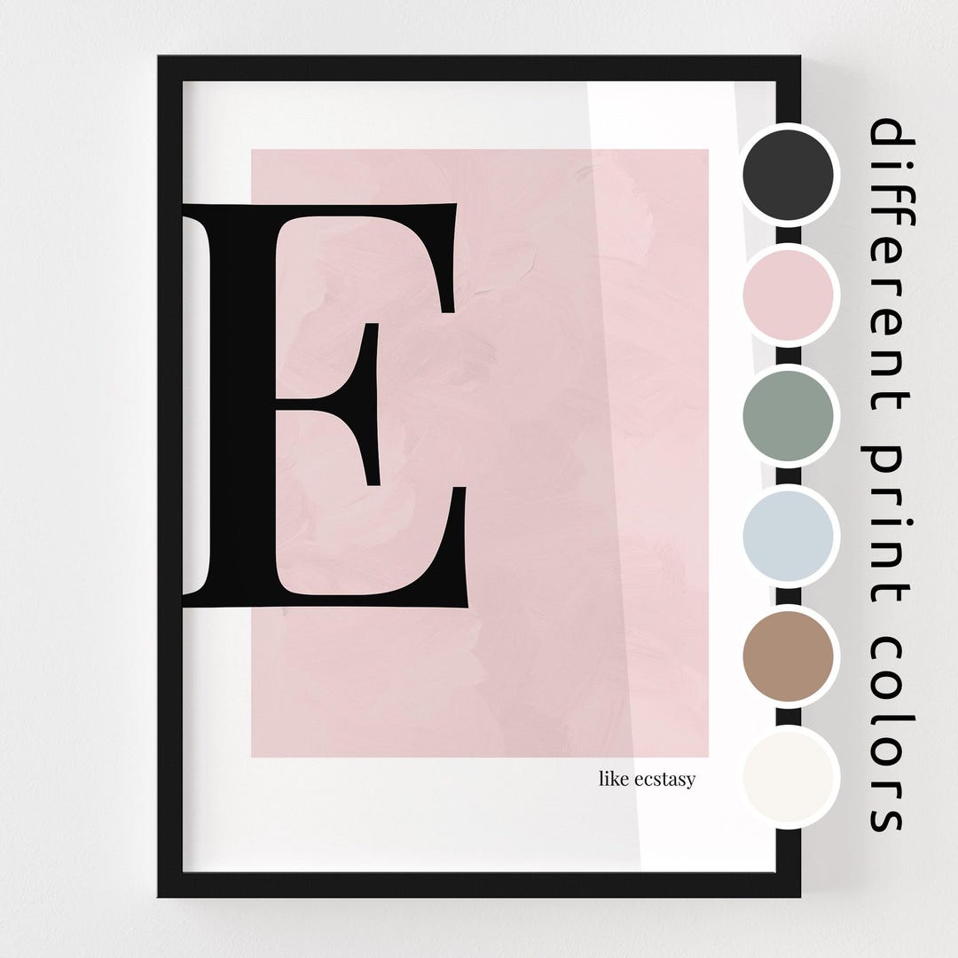 CAPITAL LETTER E Poster - Monogram Pink Wall Art Print Minimalist ...