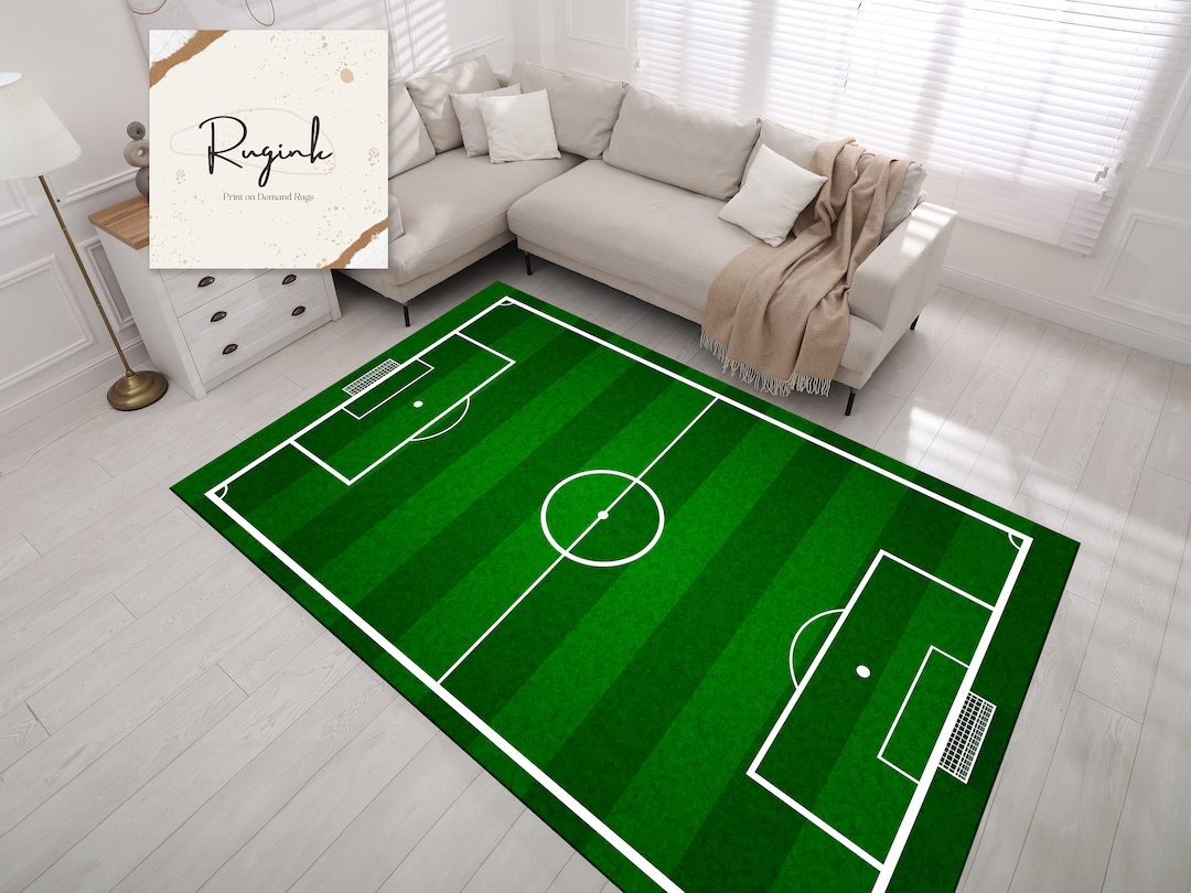 Soccer Field Printed Area Rug Washable Football Green Soccer - Etsy