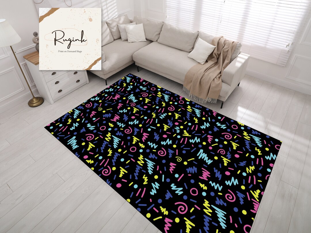 Arcade Rug, 80s Arcade Rug, Arcade Decor, Abstract Area Rug, Living ...