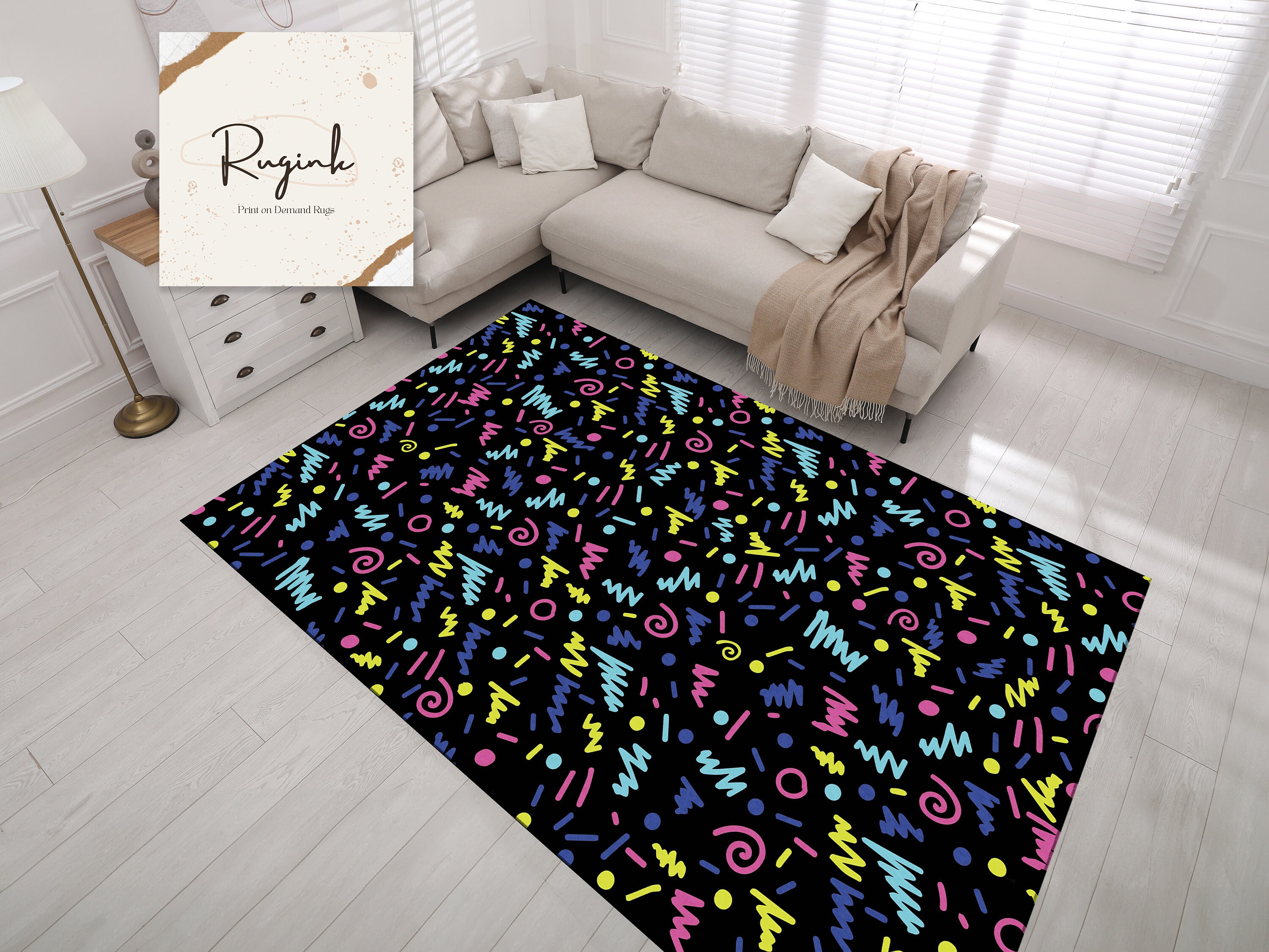 Arcade Rug, 80s Arcade Rug, Arcade Decor, Abstract Area Rug, Living ...