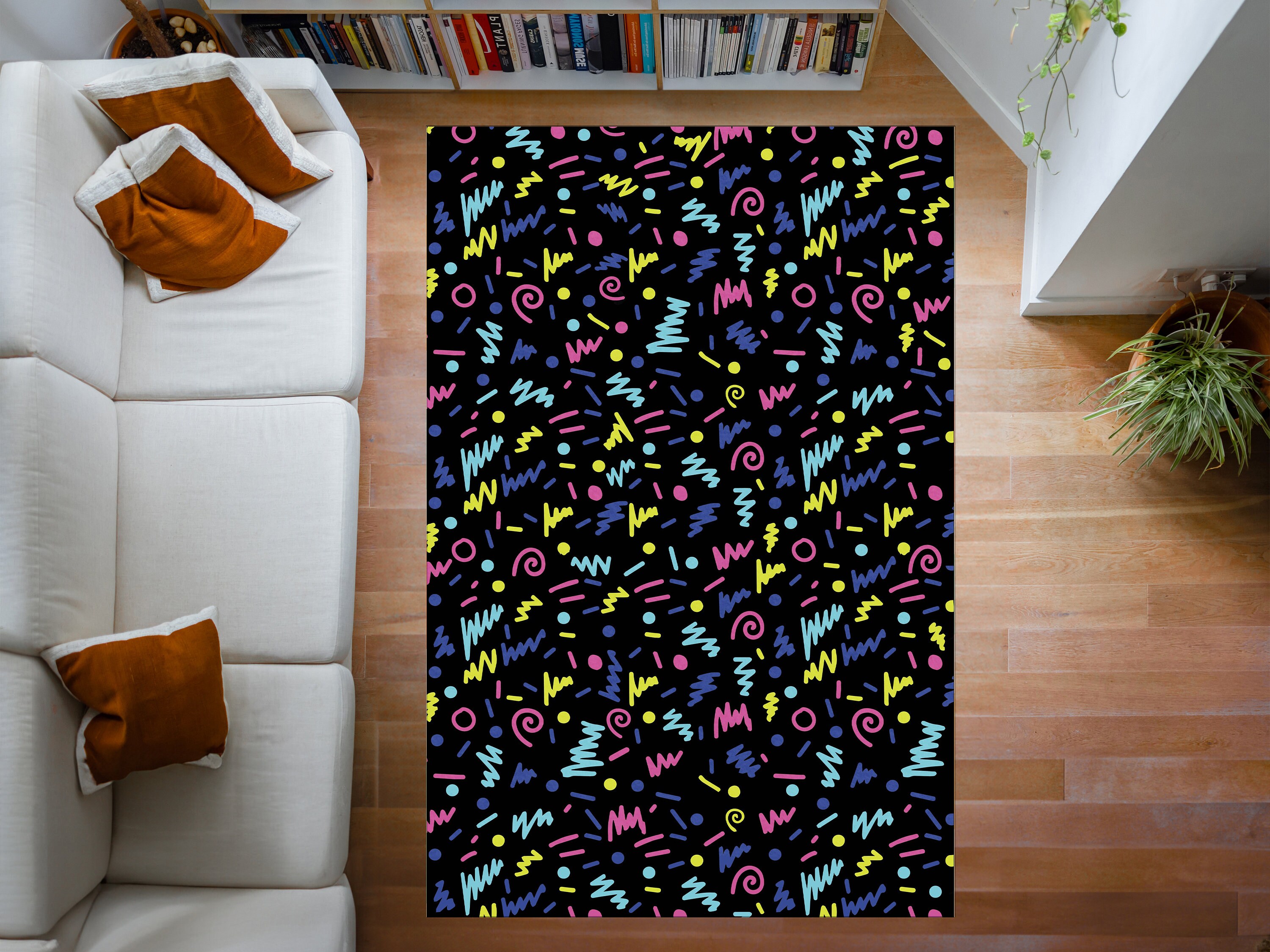 Arcade Rug, 80s Arcade Rug, Arcade Decor, Abstract Area Rug, Living ...