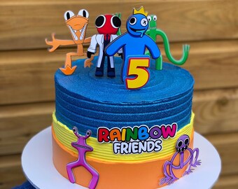 Rainbow Friends Inspired Cake Topper, Cardstock Caketopper, - Etsy