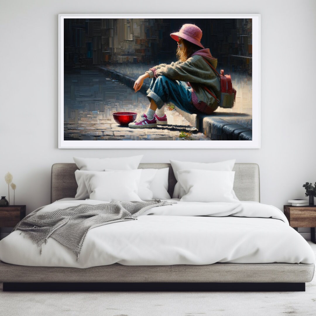 Homeless Girl Print Digital Download - Wall Art, Screen Art and Home ...