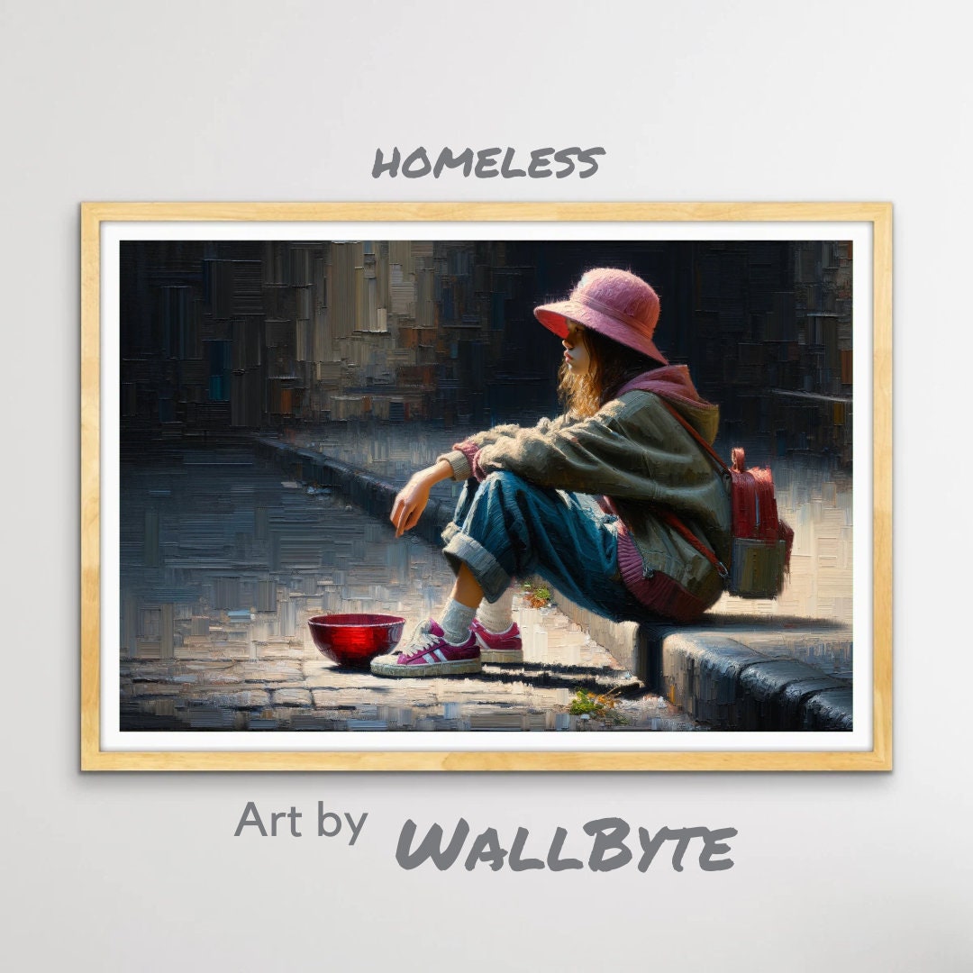 Homeless Girl Print Digital Download - Wall Art, Screen Art and Home ...