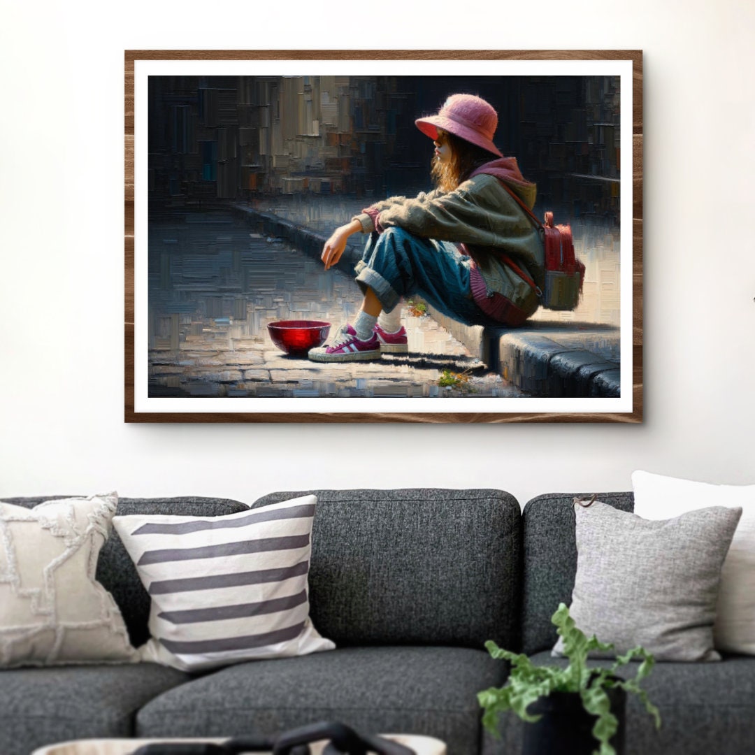 Homeless Girl Print Digital Download - Wall Art, Screen Art and Home ...