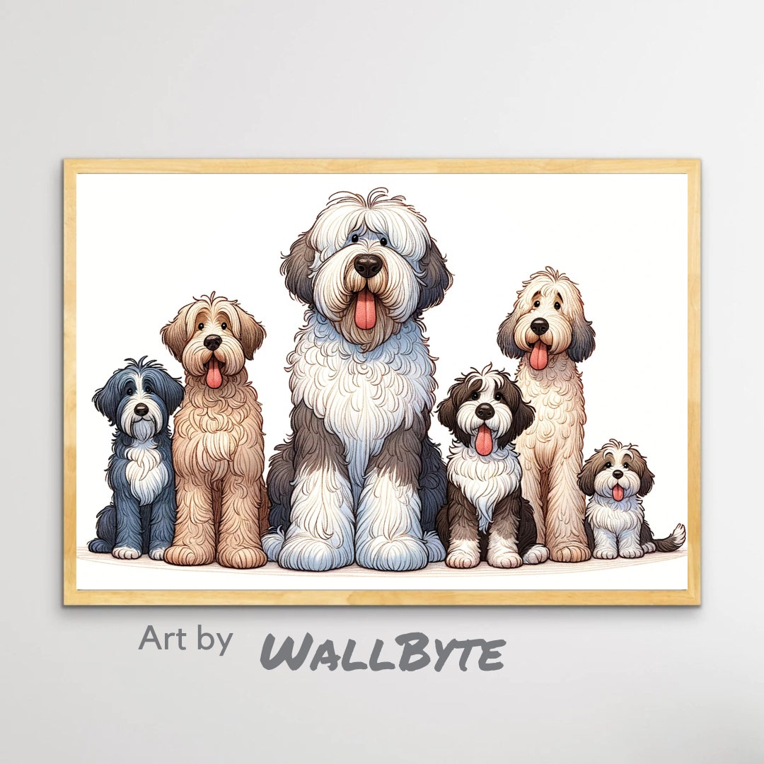 Cute Dog Drawing Poster Digital Wall Art Home Decor, Printable Artwork ...