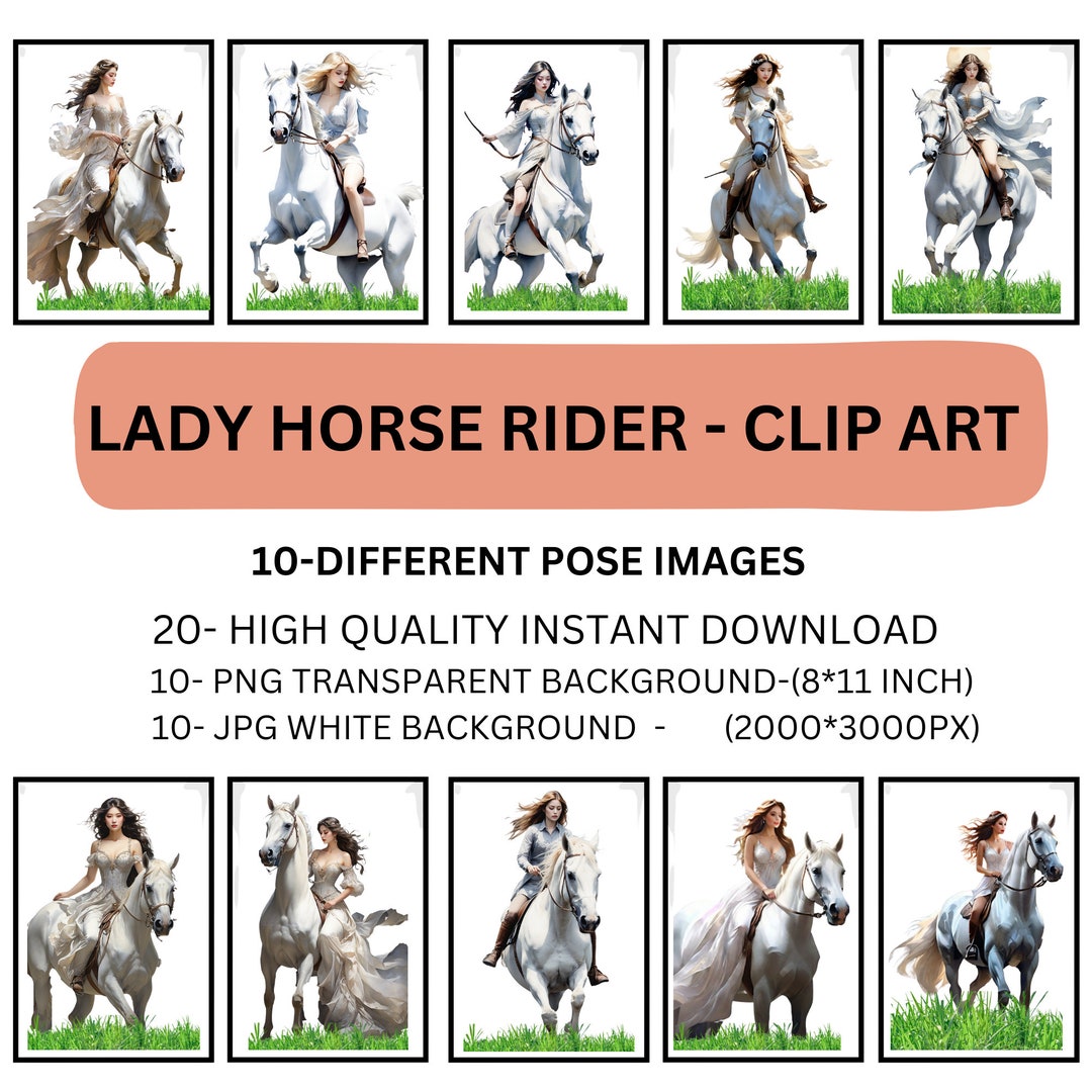 Lady Horse Rider Clipart 20 High Quality Watercolor Images - Etsy