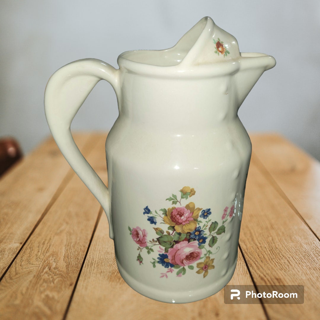 Ceramic MILK Pitcher With Flowers - Etsy