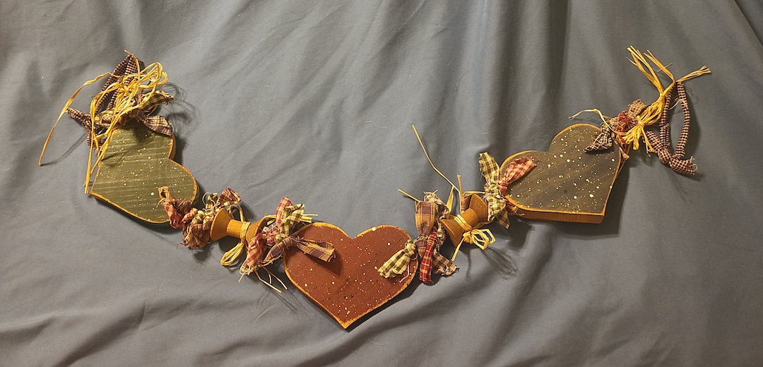 Cute Wall Hanging Decor With Heart Cut Outs & Wooden Thread Spools. - Etsy