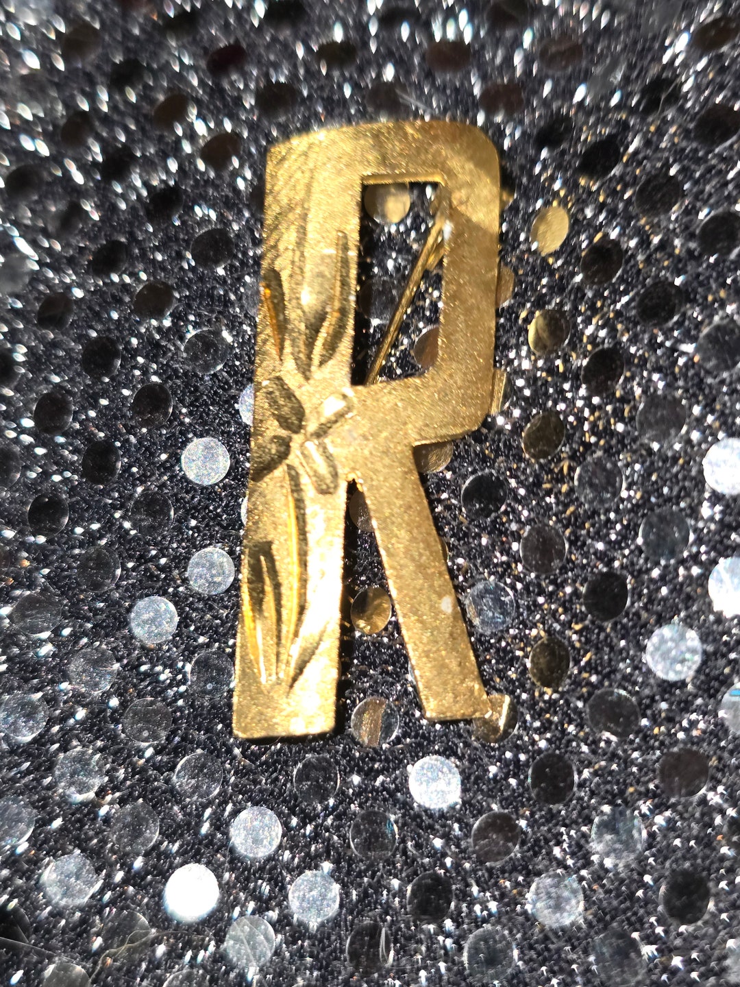 Vintage Mamselle Letter R Monogram Brooch Pin Gold Tone - Etsy