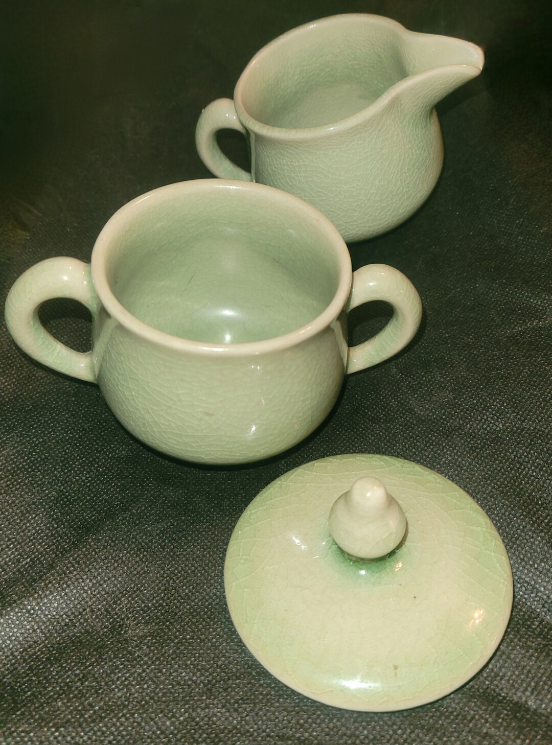 Vintage Thai Celadon Pottery Sugar and Milk / Cream Set - Etsy