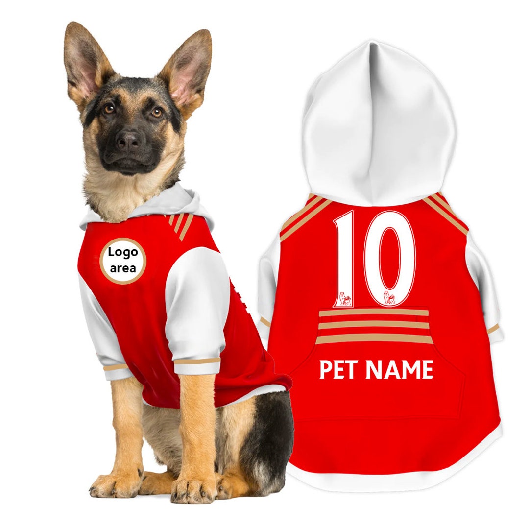 Arsenal Personalised Pet Hoodie FC 23/24 With Original FC Logo dog ...