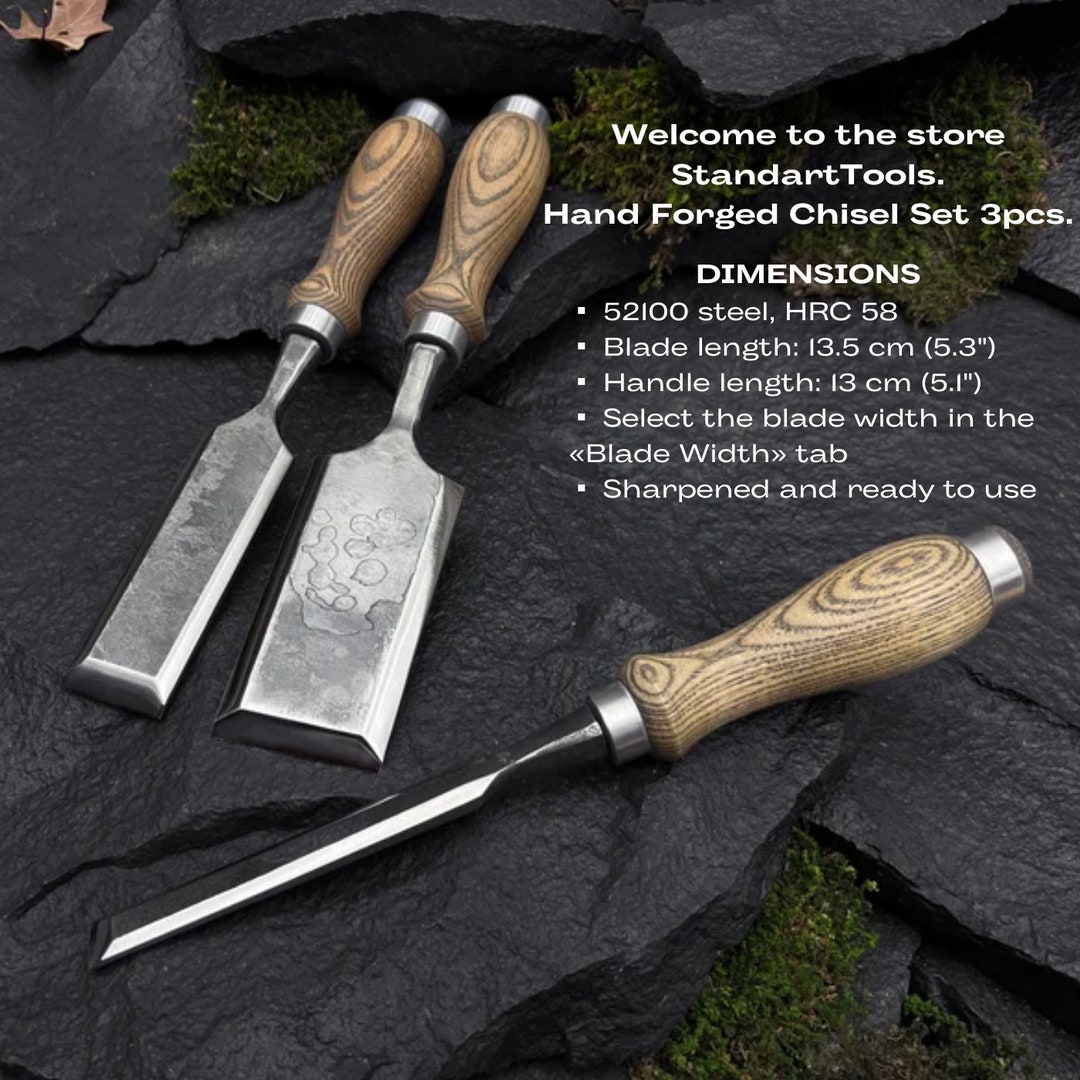 Hand Forged Chisel Set 3pcs. Woodworking Tools. Forged Chisel. Wood ...