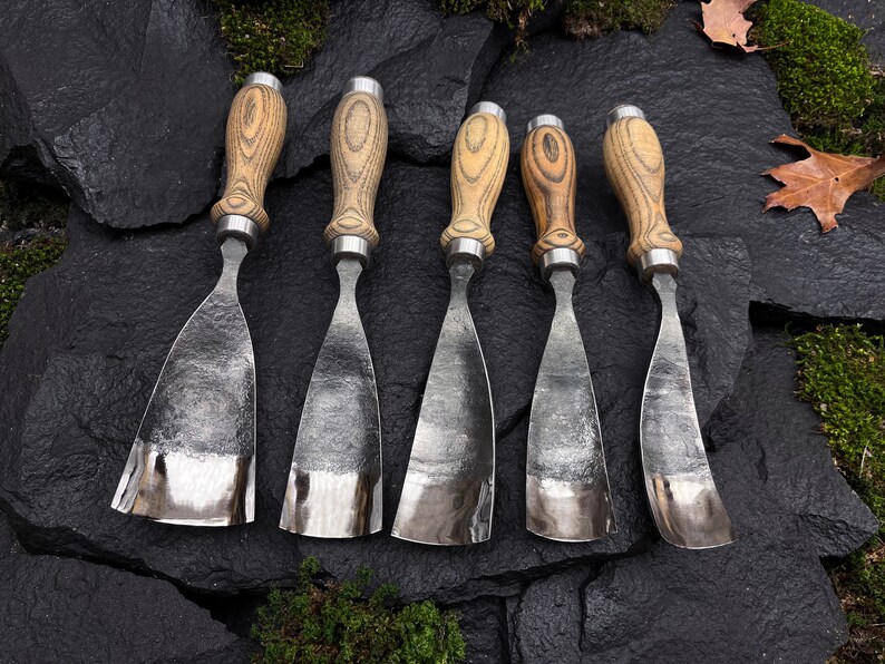 FORGED Bent Gouge Set 5pcs. Wood Carving Gouge. Rounded Chisel. Bent ...
