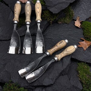 FORGED Bent Gouge Set 5pcs. Wood Carving Gouge. Rounded Chisel. Bent ...