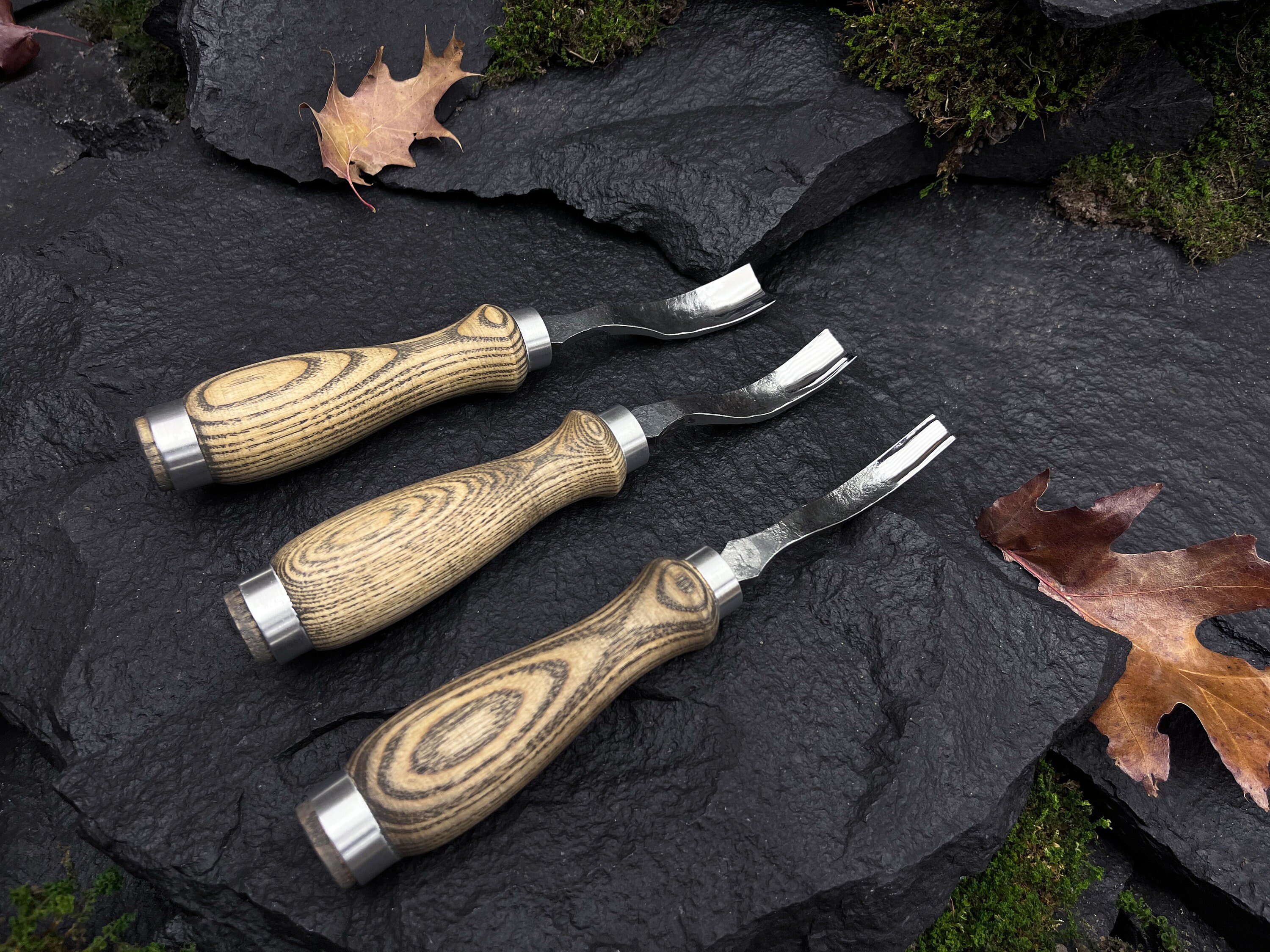 Forged Bent Gouge Set 3pcs. Wood Carving Gouge. Rounded Chisel. Bent ...