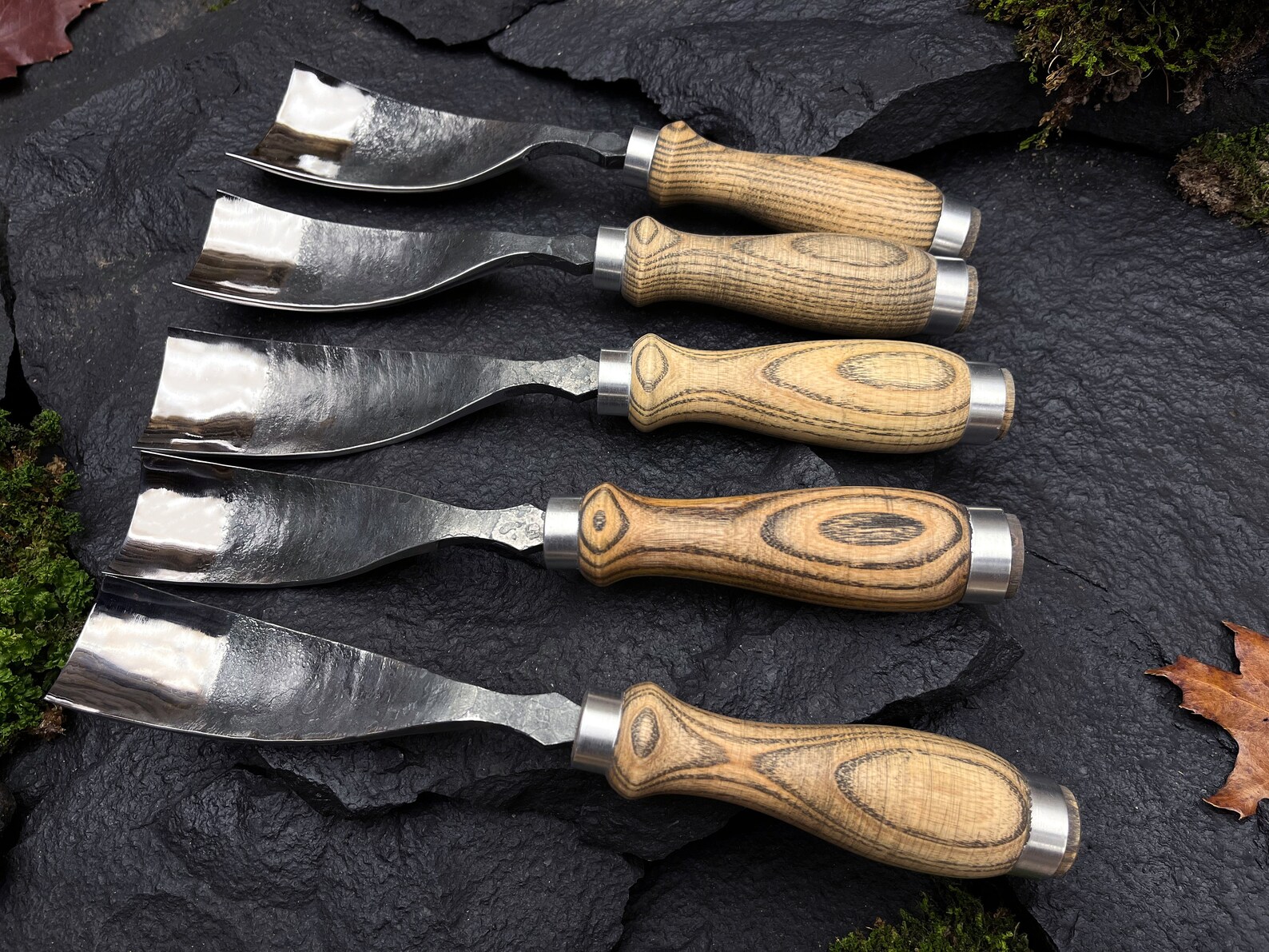 FORGED Bent Gouge Set 5pcs. Wood Carving Gouge. Rounded Chisel. Bent ...