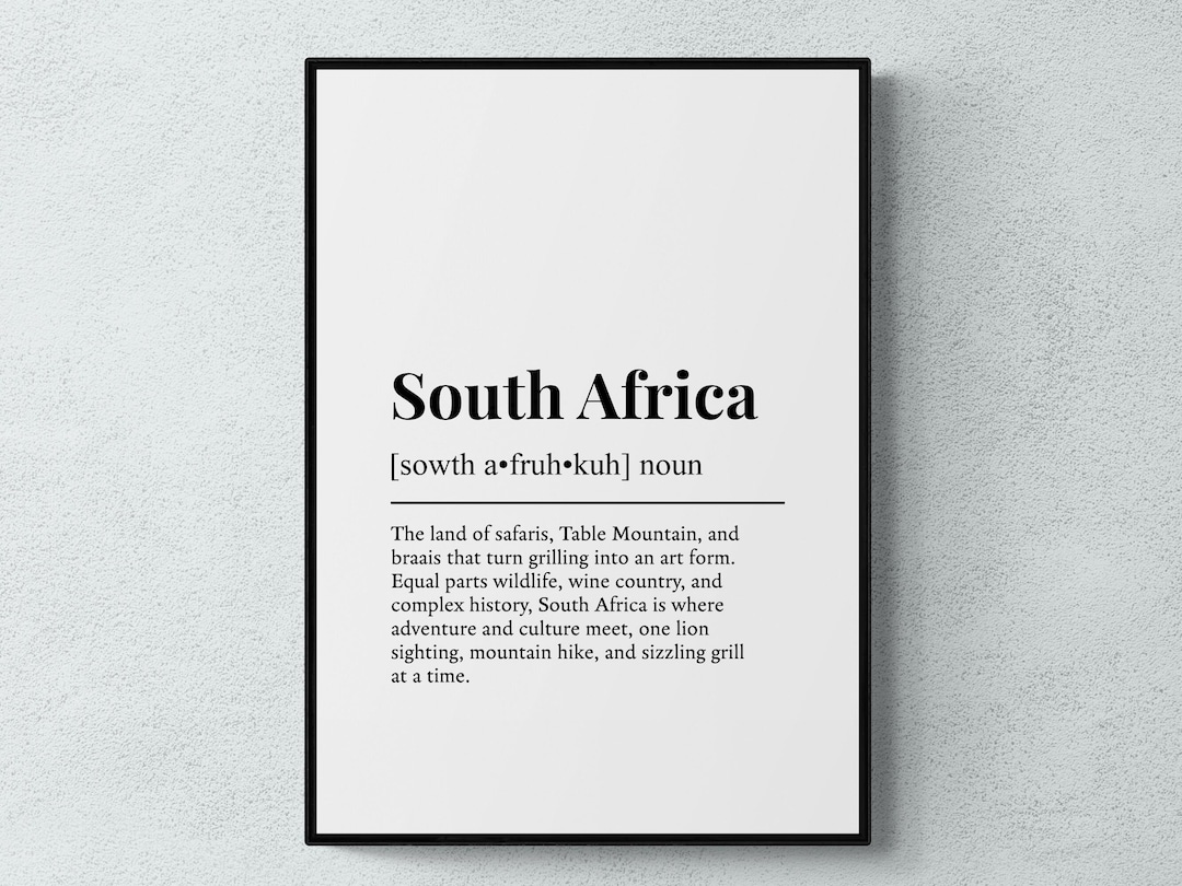 South Africa Funny Definition Place Gift Wall Art Print | Printable ...