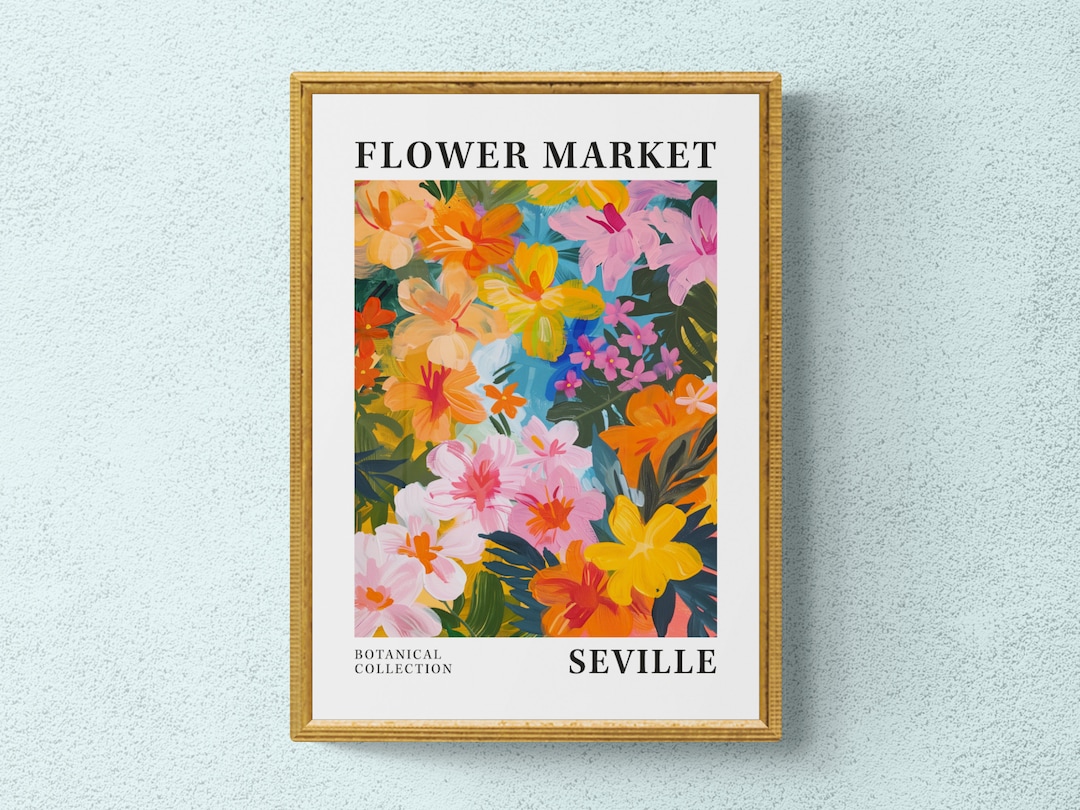Seville Flower Market Wall Art Print, Floral Poster, Travel Print ...