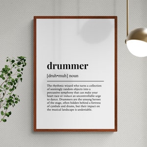 Drummer Funny Definition Hobby Gift Wall Art Print | Printable Digital ...