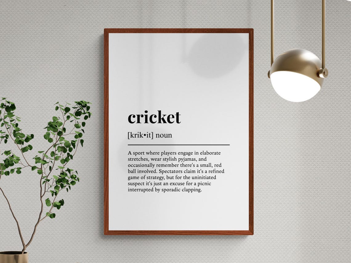 Cricket Definition Print, Funny Sports Wall Art, Cricketer Gift - Etsy UK