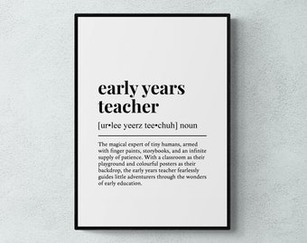 Early Years Teacher Funny Nutrition Facts Print, Job Gifts, Funny Wall ...