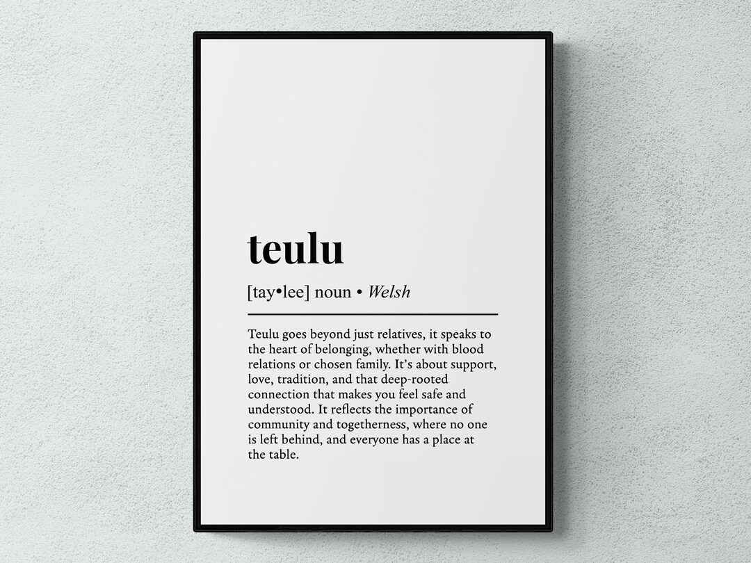 Teulu Definition Print, Welsh Word Wall Art, Family Gift | Printable ...