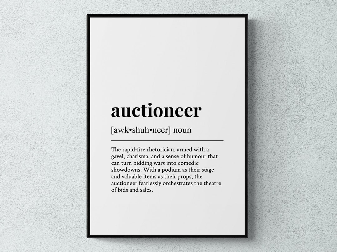 Auctioneer Funny Definition Job Work Gift Wall Art Print | Printable ...