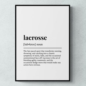 Lacrosse Funny Definition Sport Gift Wall Art Print | Printable Digital ...