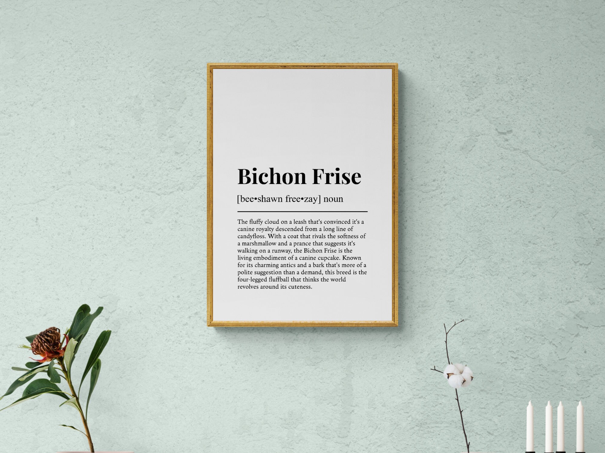 Bichon Frise Funny Definition Dog Wall Art Print Printable Digital ...