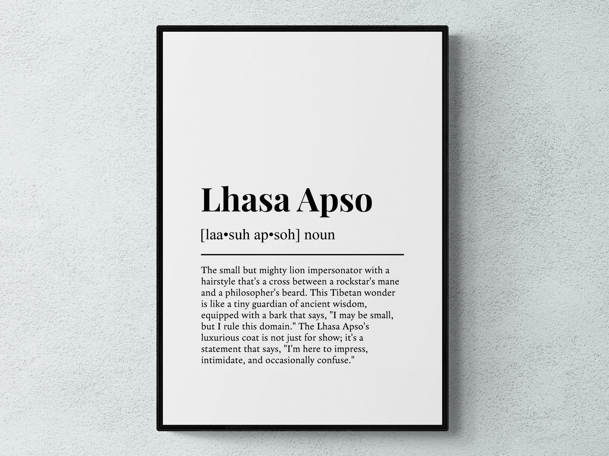 Lhasa Apso Funny Definition Dog Wall Art Print | Printable Digital ...