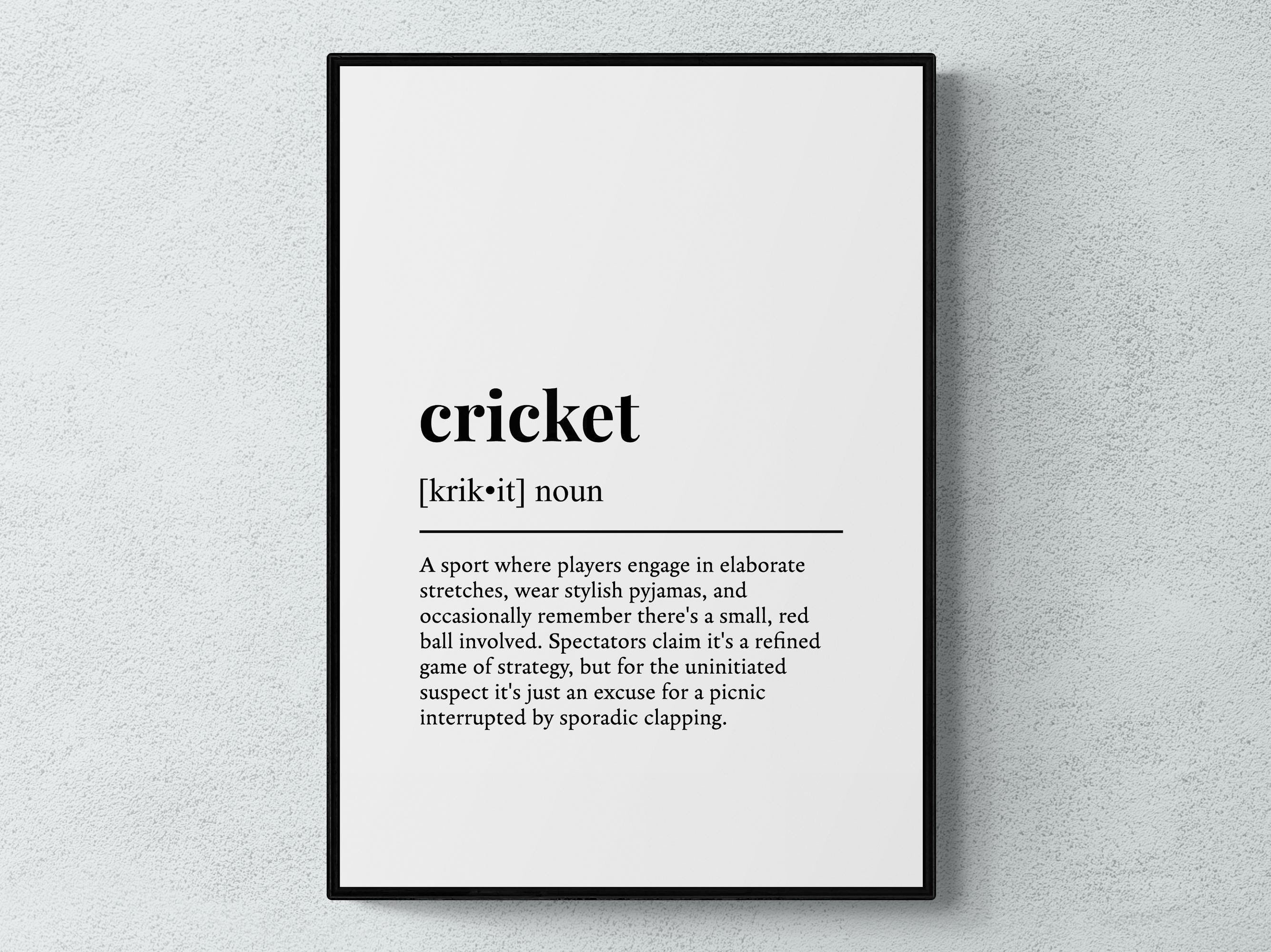 Cricket Funny Definition Sport Gift Wall Art Print - Etsy UK