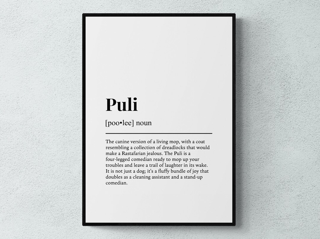 Puli Funny Definition Dog Wall Art Print | Printable Digital Download ...