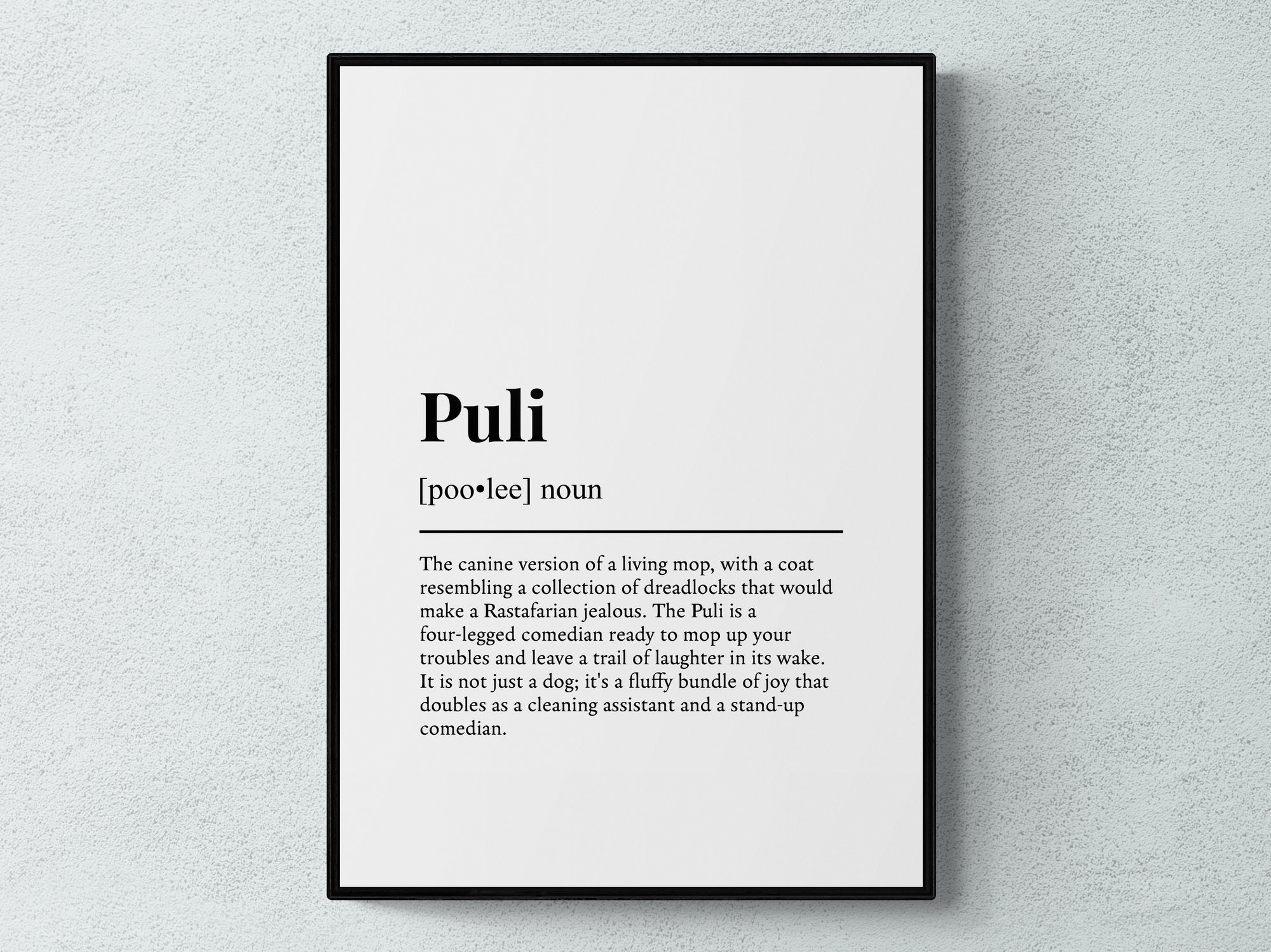 Puli Funny Definition Dog Wall Art Print | Printable Digital Download ...