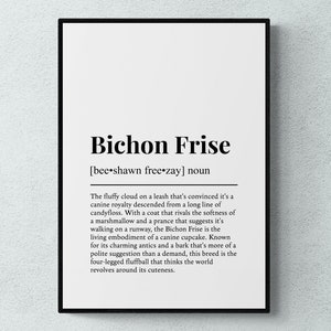Bichon Frise Funny Definition Dog Wall Art Print - Etsy