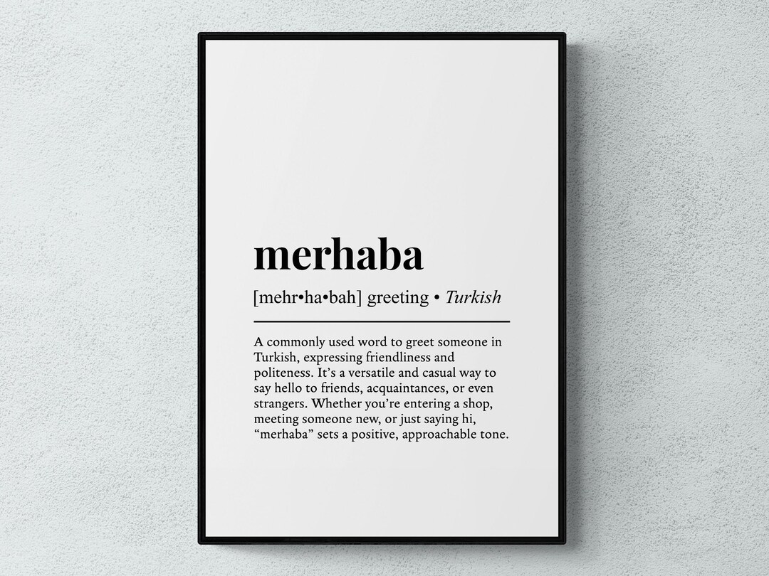 Merhaba Turkish Word Definition Turkey Gift Wall Art Print | Printable ...