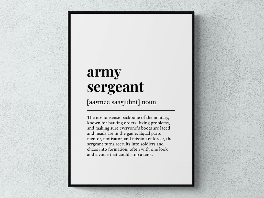 Army Sergeant Funny Definition Job Work Gift Wall Art Print | Printable ...