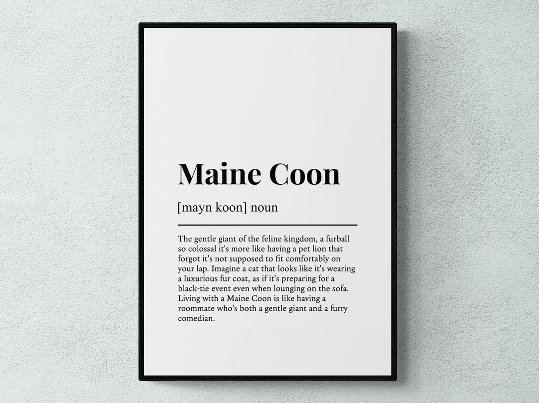 Maine Coon Cat Funny Definition Wall Art Print - Etsy UK