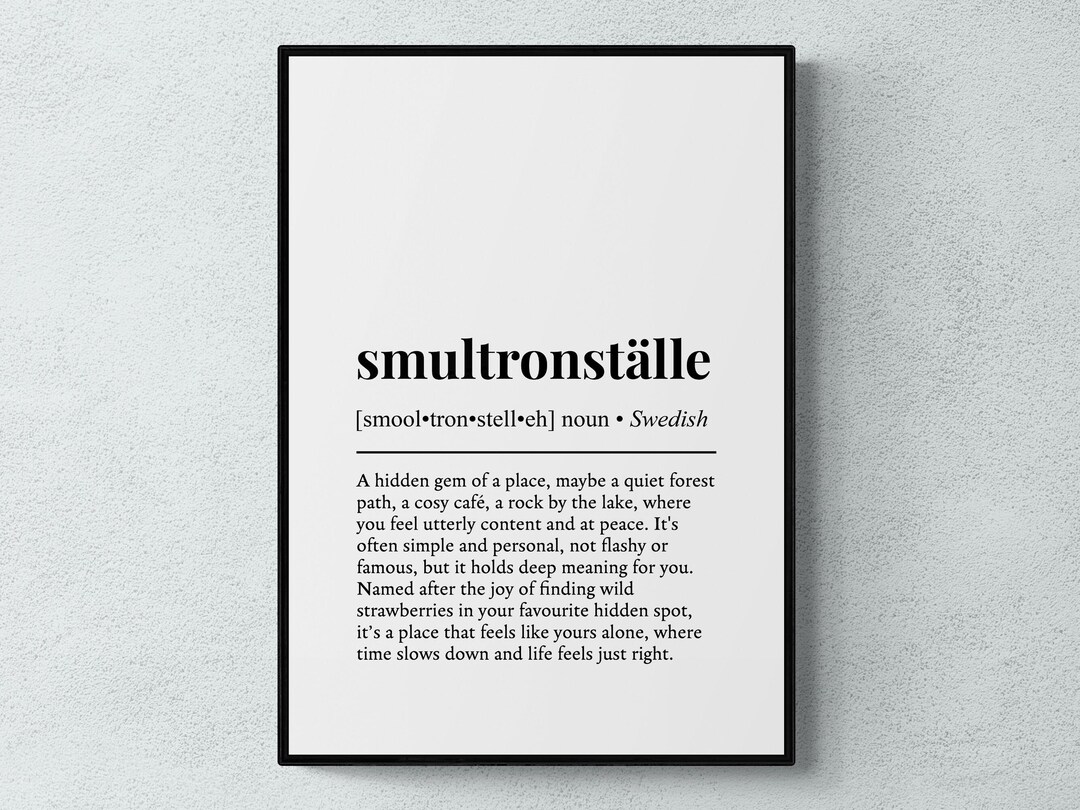Smultronstalle Swedish Word Definition Scandinavian Gift Wall Art Print ...