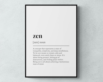 Zenful Definition Print, Zen Wall Art, Living Room Wall Art, Minimalist ...