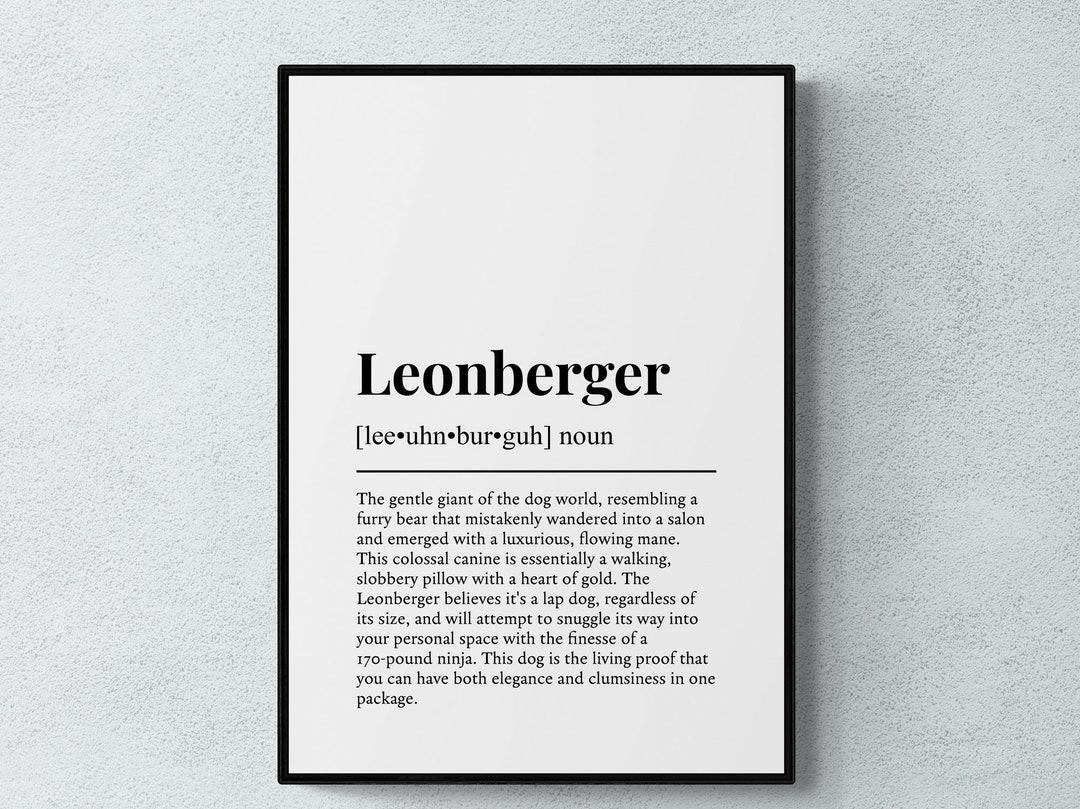 Leonberger Funny Definition Dog Wall Art Print | Printable Digital ...