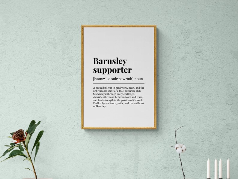 Barnsley Supporter Funny Definition Sport Football Gift Wall Art Print ...