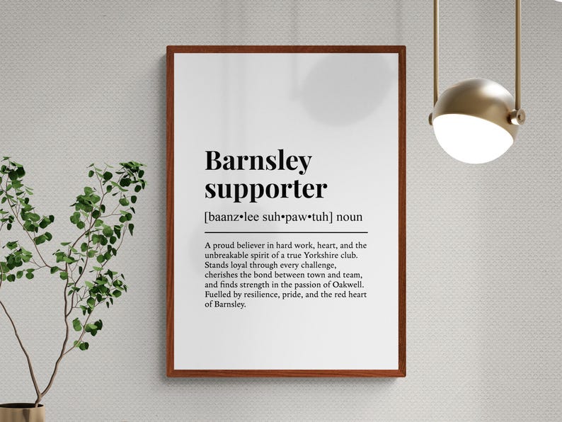 Barnsley Supporter Definition Print, Funny Football Team Wall Art ...