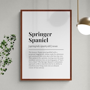 Springer Spaniel Definition Print, Funny Pet Wall Art, Dog Gift ...