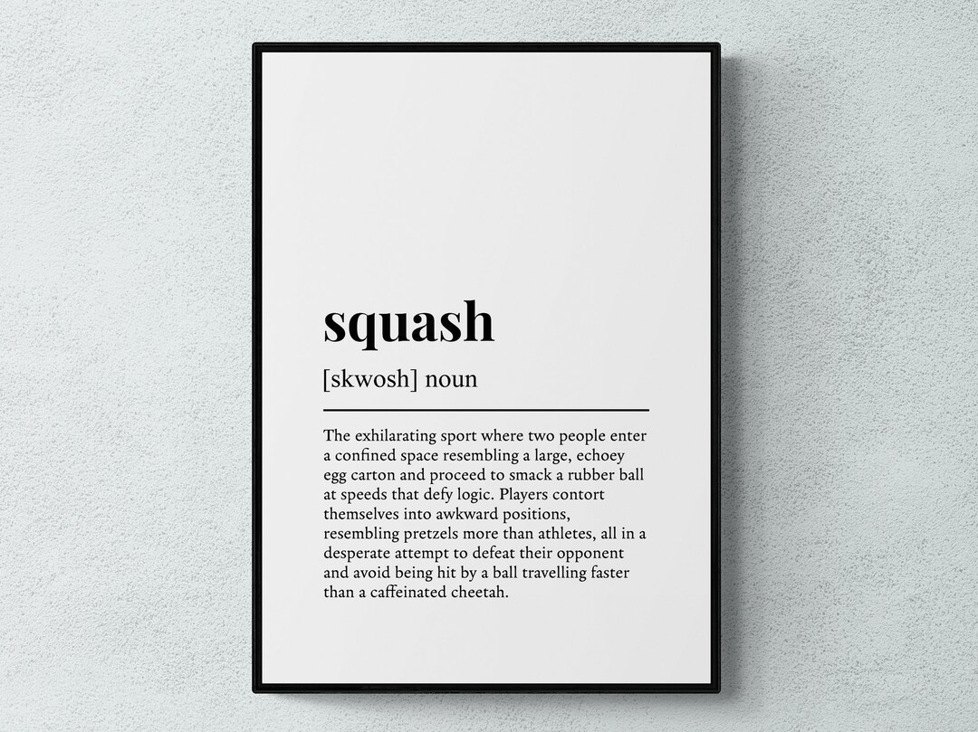 Squash Definition Print, Funny Sport Wall Art, Athlete Gift | Printable ...
