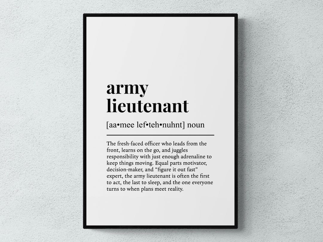 Army Lieutenant Funny Definition Job Work Gift Wall Art Print ...