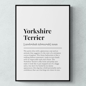 Yorkshire Terrier Funny Definition Dog Wall Art Print - Etsy UK